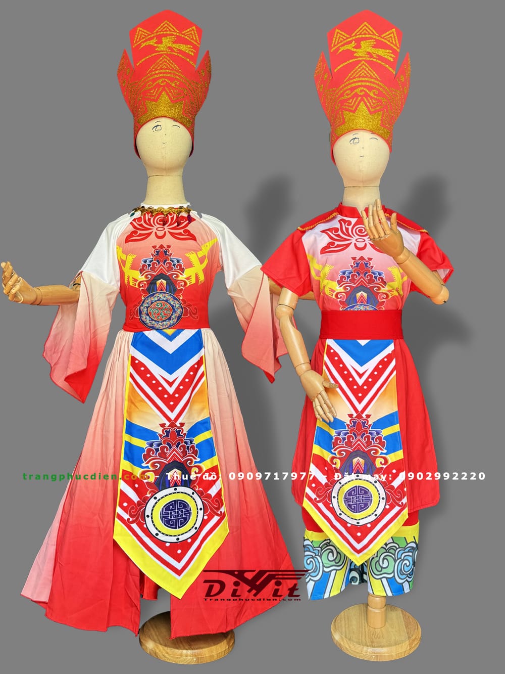 Cặp trang phục nam nữ Âu Lạc (5t-7t) - Trang phục biểu diễn DiVit